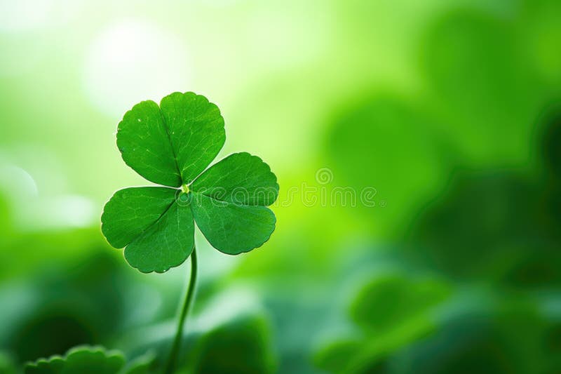Close-up of a Rare Four-leaf Clover Against a Blurred Green Background ...