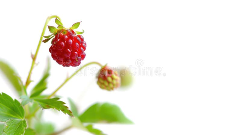 Close-up of a Raspberry Plant on a White Background, Suitable for Food ...