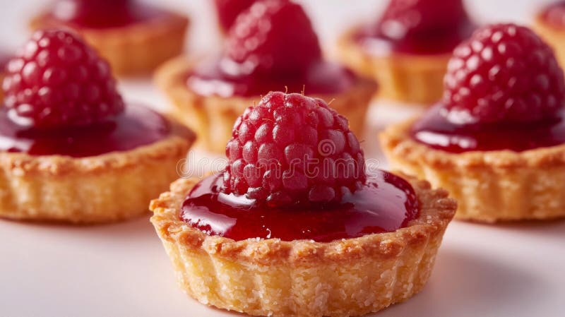 Close Up of Raspberry Tarts on White Background Stock Illustration ...