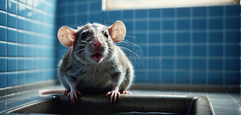 Close-up of a Rat Entering the Human Habitat from the Sewer System ...