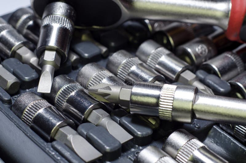 Ratcheting Multi-Bit Screwdriver Stock Photo - Image of closeup ...