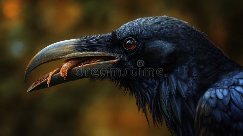 Close-up of a raven eating stock illustration. Illustration of ...