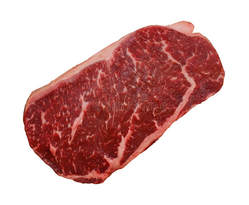 Close Up Raw Beef Striploin Steak on White Stock Photo - Image of high ...
