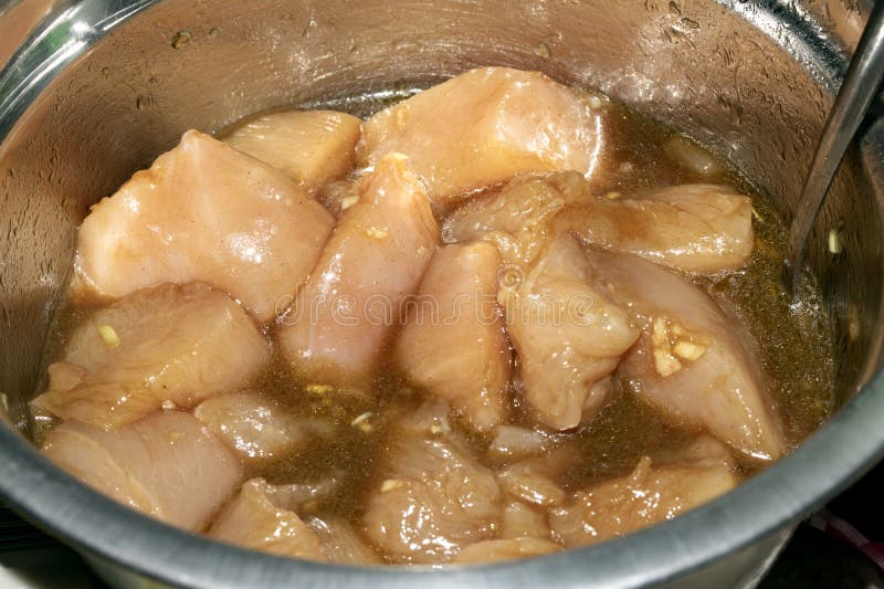 Close Up of Raw Chopped Chicken Marinating Stock Photo - Image of asian ...