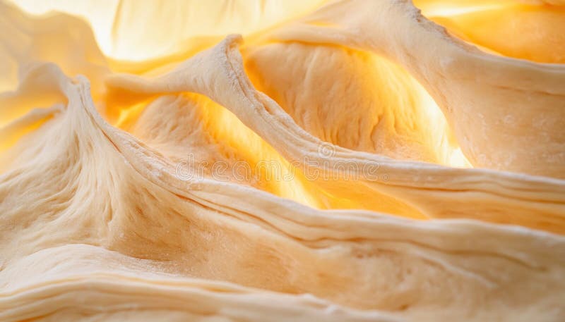 Raw Dough Being Stretched and Folded Creating Layers and Texture Stock ...