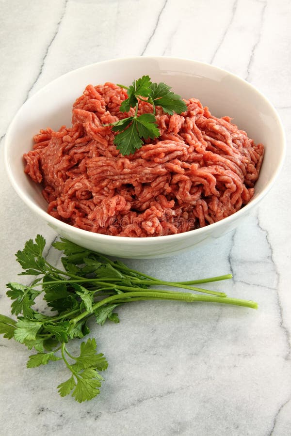 Bowl of raw ground meat stock photo. Image of macro, beef - 12732762