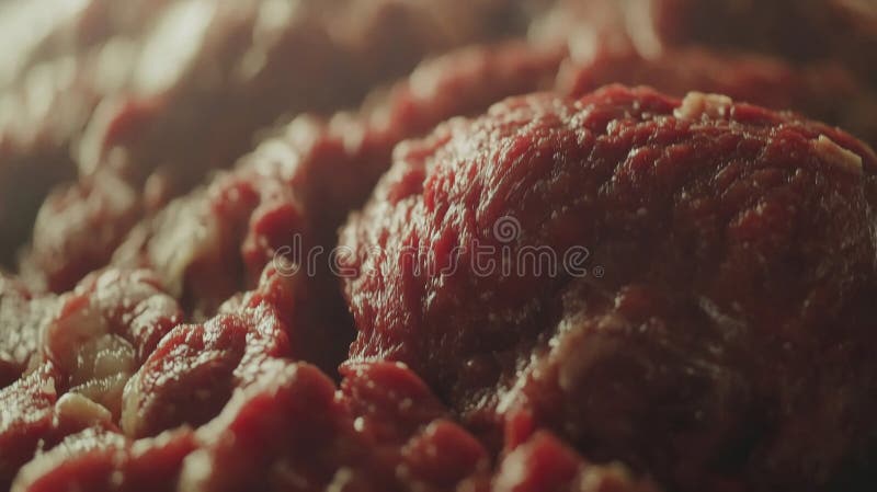 Close-up of Raw Ground Beef with Visible Fat Stock Illustration ...