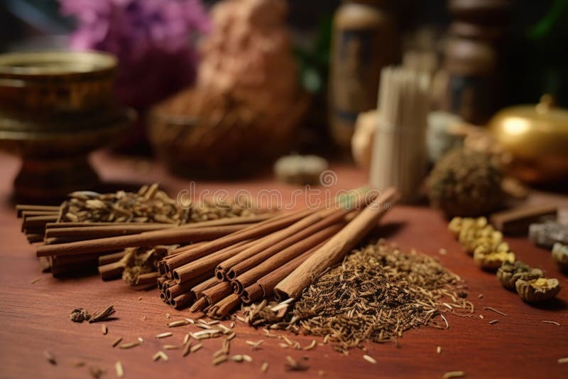 Close-up of Raw Incense Stick Materials on Table Stock Photo - Image of ...