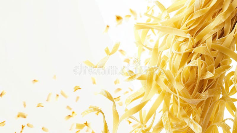 A Close-up of Raw Italian Pasta Gracefully Falling on a White ...