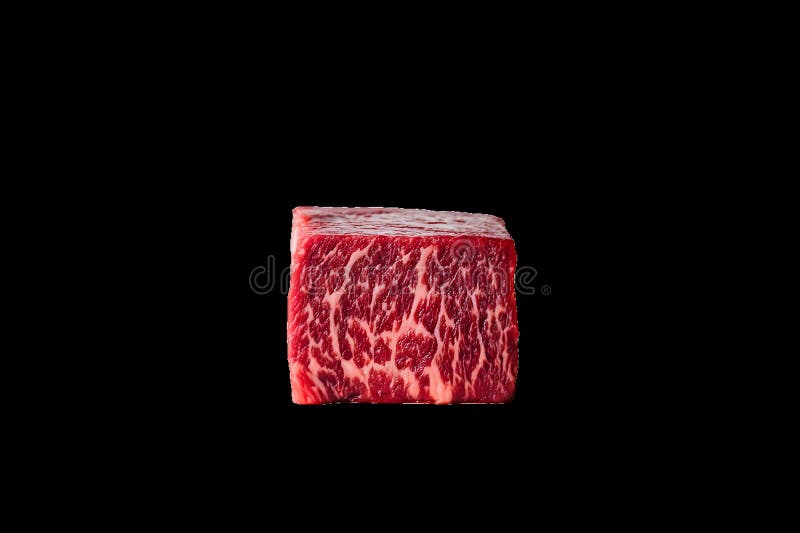 Close-up of Raw Marbled Beef Cube Showing Texture and Quality Stock ...
