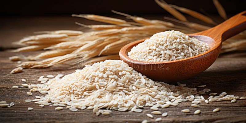Close-up of Raw Rice Presentation. AI Generative Stock Illustration ...