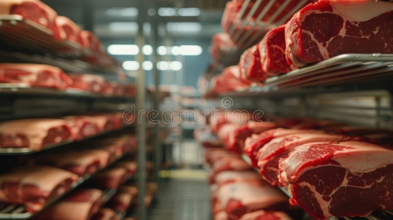 Closeup RAW Style of Dryaging Beef Locker Premium Meat Maturation Stock ...