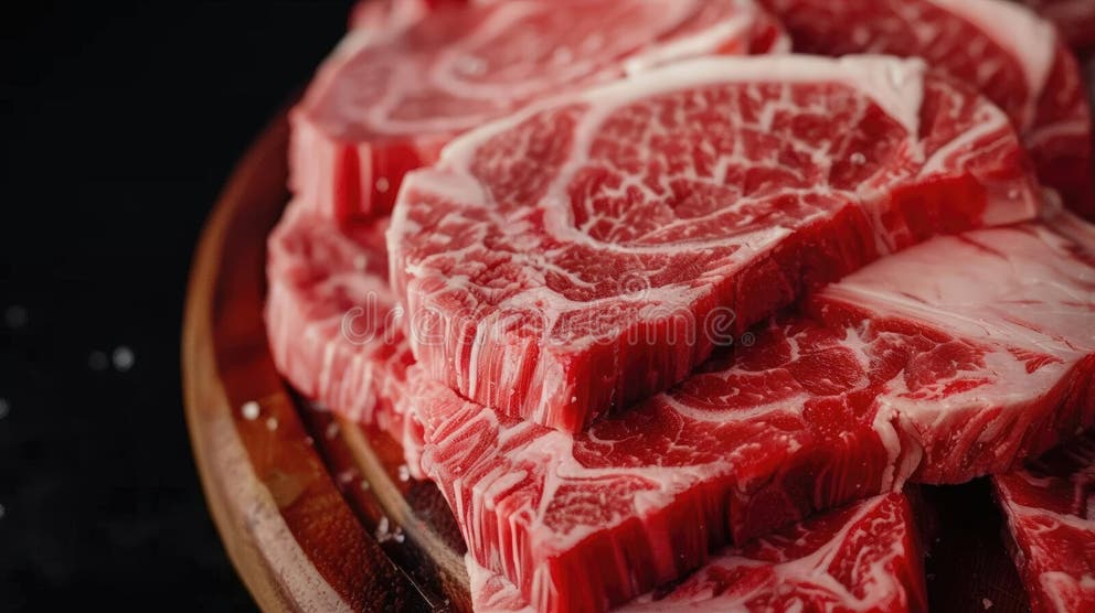 Closeup RAW Style of A5 Wagyu Beef Grading Process Meat Quality Check ...