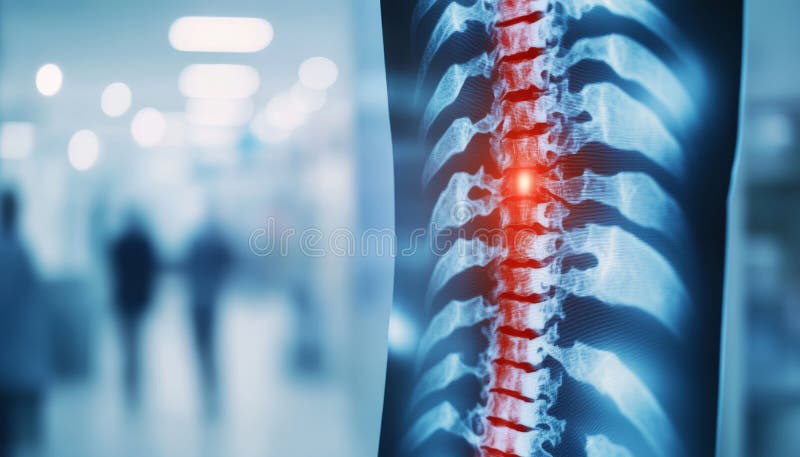Close Up X Ray Image Showing Highlighted Back Pain on the Spine with a ...