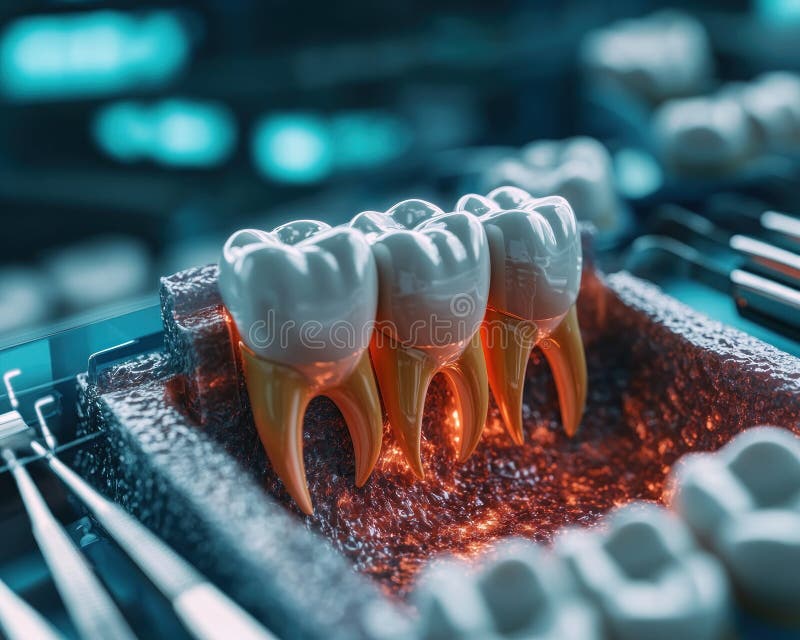 Close-up X-ray of a Precision-Engineered Prosthetic Tooth before Final ...