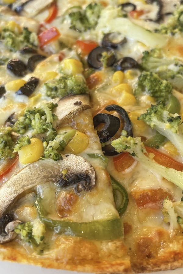 Ready-to-eat Veggie Pizza on Plate and in Restaurant Stock Image ...