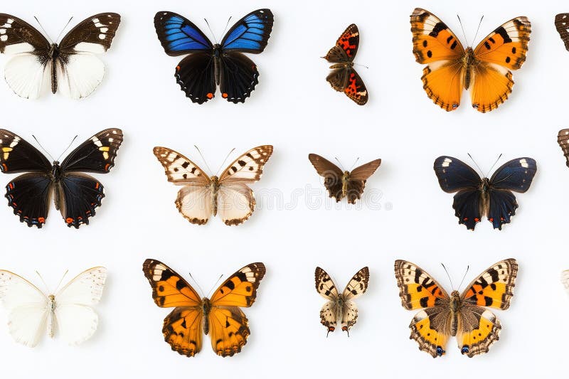 Close-up of Realistic Butterflies, Different Sizes and Colors Stock ...