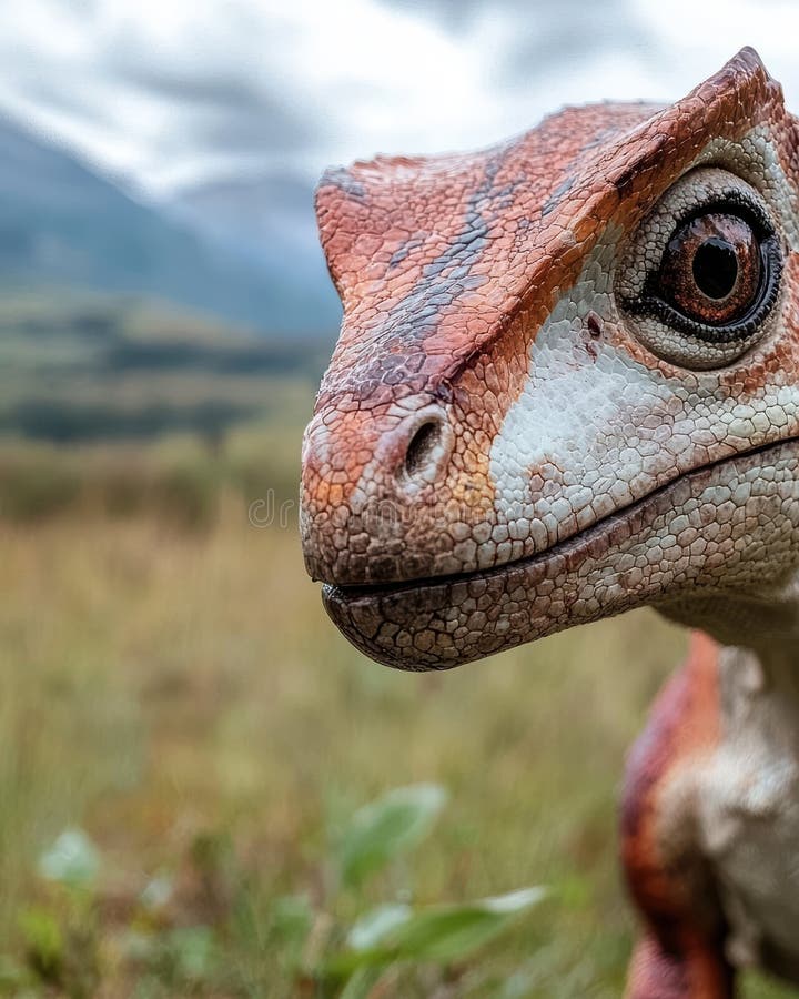 Close-up of a Realistic Dinosaur Model in a Natural Setting. Stock ...