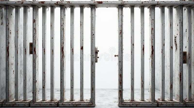 Realistic Jail Bars on White Background with Rust Details Stock ...