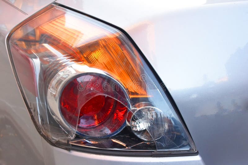 Close Up of the Rear Light of a Car with a Red Signal. Stock Photo ...