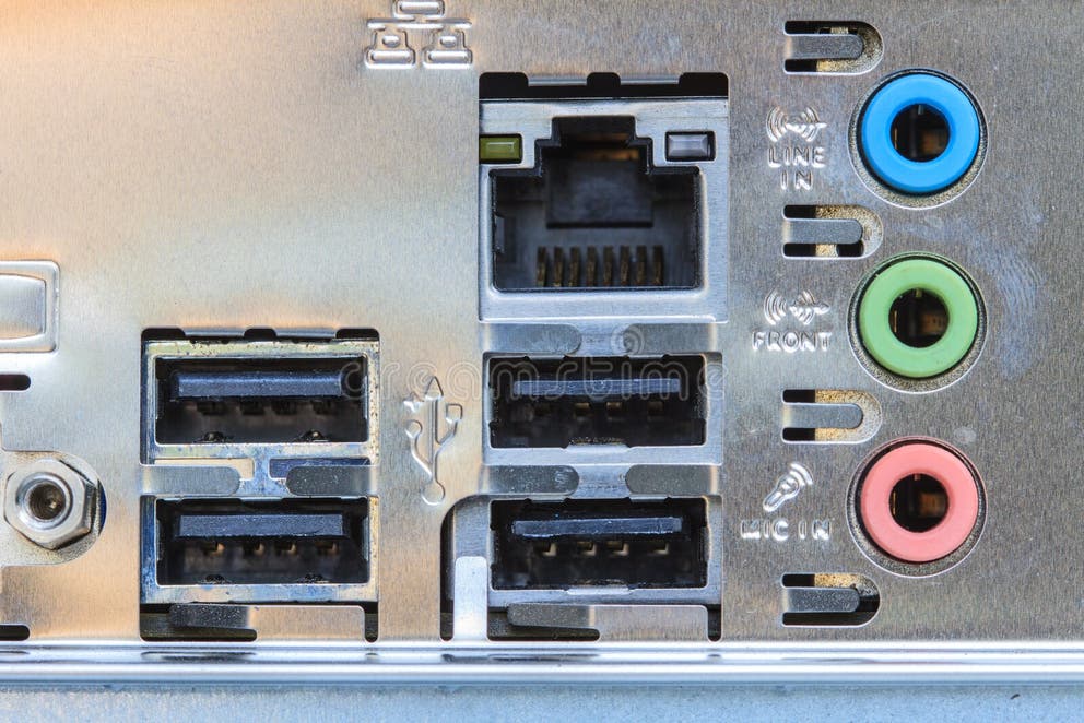 Close Up Rear Panel of Computer Stock Photo - Image of hdmi, hardware ...