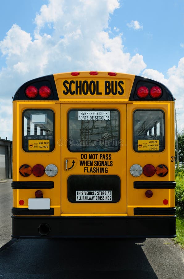 Close-up Rear View of a School Bus Stock Photo - Image of signal ...
