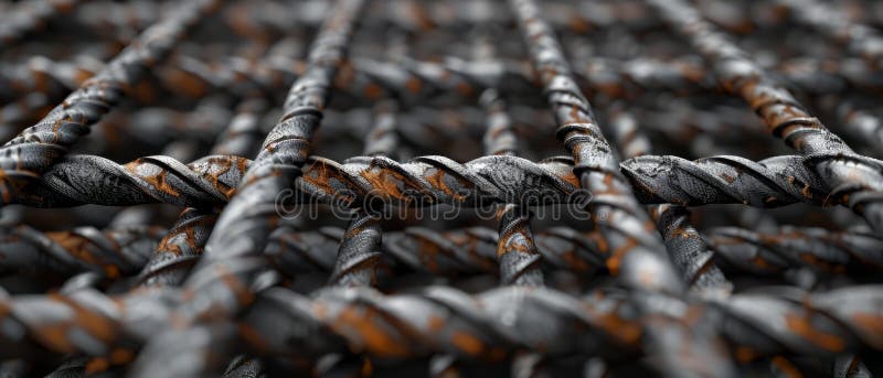 Close-up of Rebar Steel Mesh for a Retaining Wall Providing Structural ...