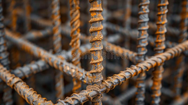 Close-up of Rebar Steel Mesh for Structural Reinforcement in Retaining ...