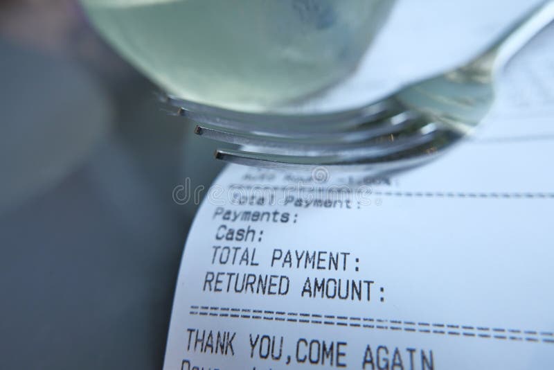 Close Up of Receipt Bill for Payment on Cafe Table Stock Photo - Image ...