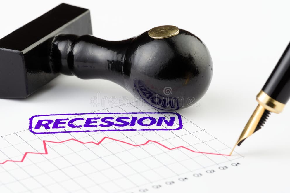 Close Up of Recession Stamp and Graph Stock Photo - Image of business ...