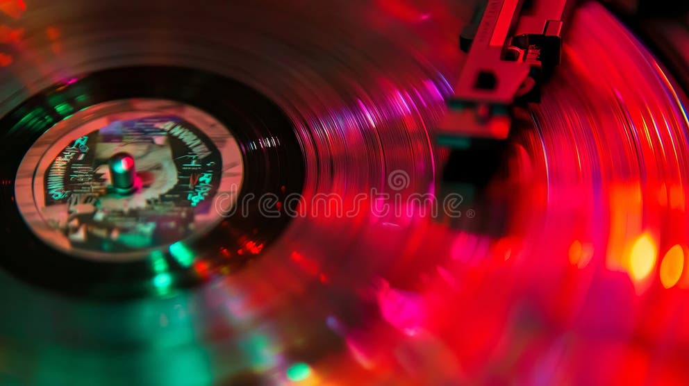 A Close Up of a Record Player Playing a Record on a Turntable Stock ...