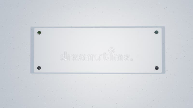 Close-up of Rectangle Blank Nameplate Mounted on Clean White Wall, Copy ...
