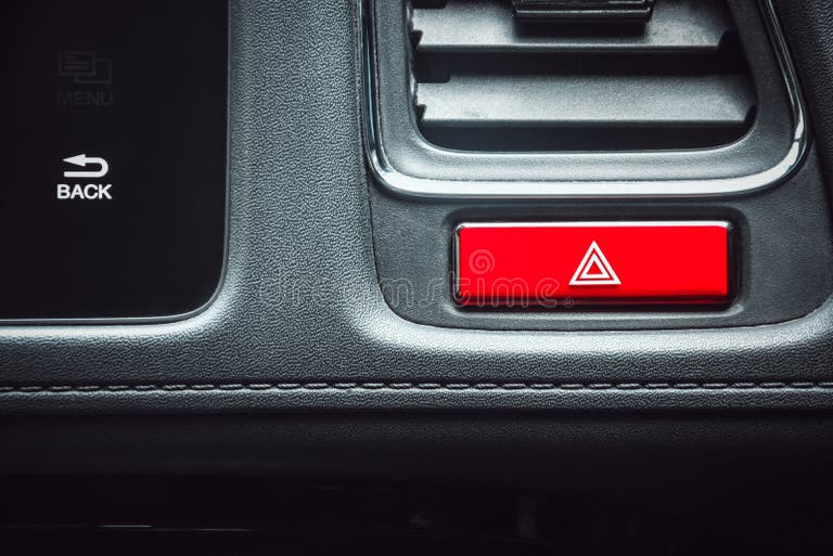 Close Up of Rectangle Shape Red Color Car Emergency Button on the ...