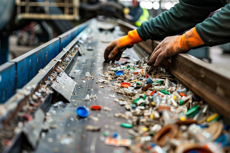 Closeup on a Recyclable Material Being Sorted Highlighting the ...