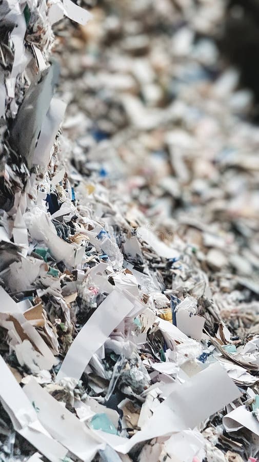 A Close-up of Recycled Paper Being Shredded for Compost. Stock ...