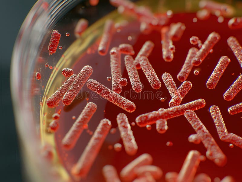 Close-up of Red Bacteria in a Petri Dish Stock Illustration ...