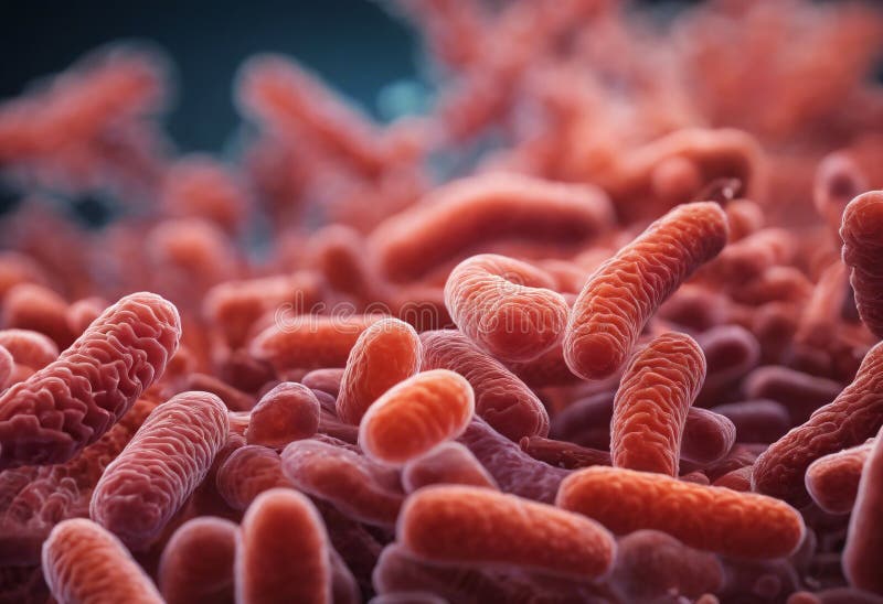 Close-up of Red Bacteria Under Microscope Stock Illustration ...