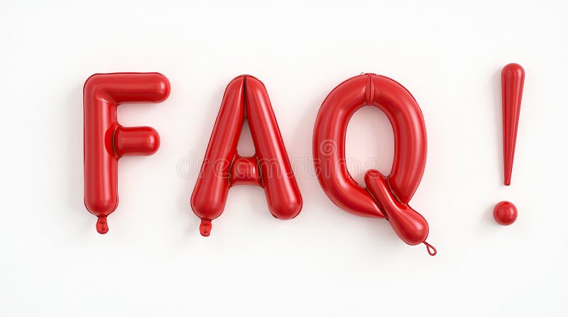 Red Balloon Letters Spelling FAQ on a White Background Stock Illustration - Illustration of ...