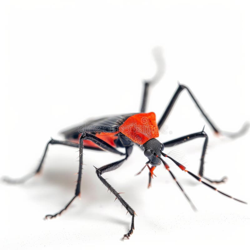 A Close-up of a Red and Black Assassin Bug, Isolated on White ...