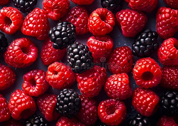 A Close Up of Red and Black Raspberries Stock Photo - Image of bosco ...