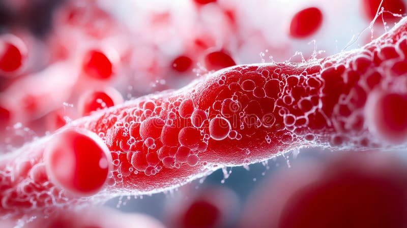 A Close Up of a Red Blood Cell with Bubbles Stock Photo - Image of ...