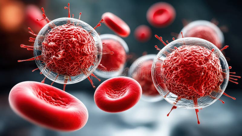 A Close Up of Red Blood Cells with a Red Blob in the Middle. Generative ...