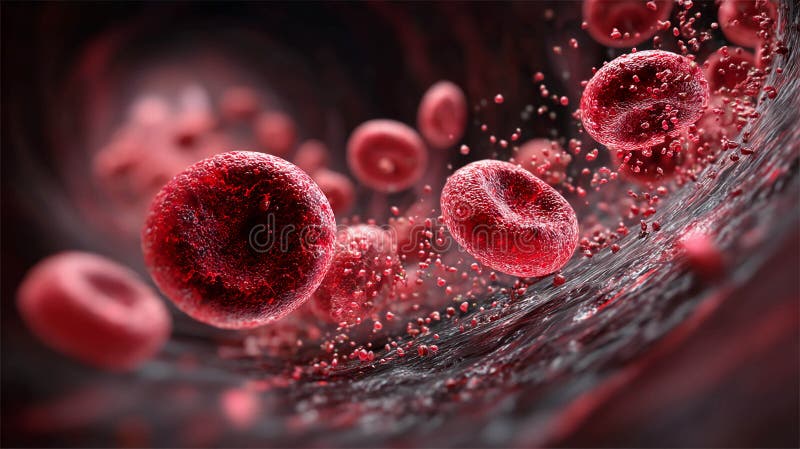 Close-up of Red Blood Cells Circulating in a Blood Vessel Stock ...