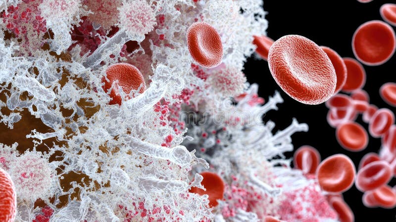 Close-Up of Red Blood Cells in Human Circulatory System Stock Photo ...