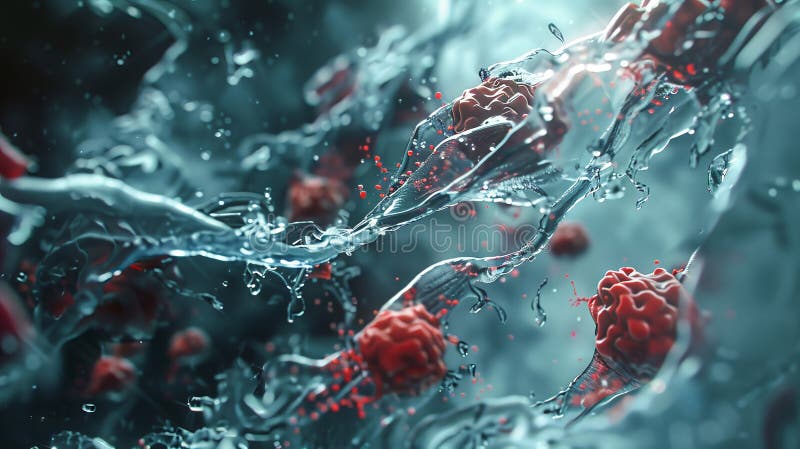 A Close Up of Red Blood Cells in Water Stock Photo - Image of generated ...