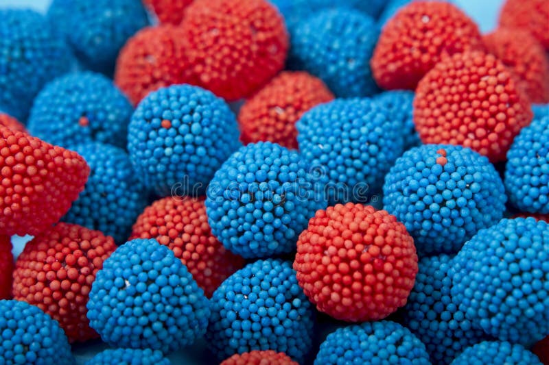 Close-up of Red and Blue Berry Flavored Soft Jelly Candy Stock Photo ...