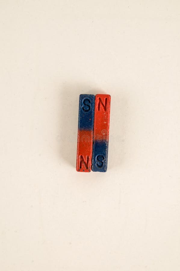 Red and Blue Bar Magnet or Physics Magnetic with Iron Powder Mag Stock ...