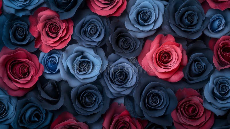 A Close-Up of Red and Blue Roses Stock Illustration - Illustration of ...
