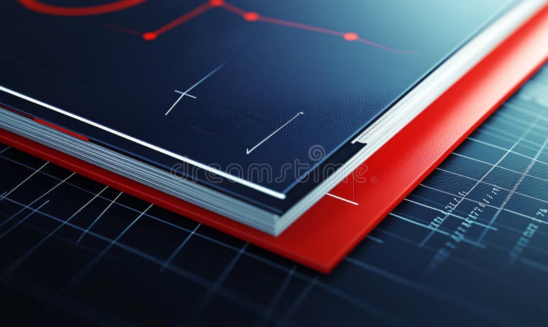 Close-up of Red Book with Data Chart and Grid Lines, Sleek and ...