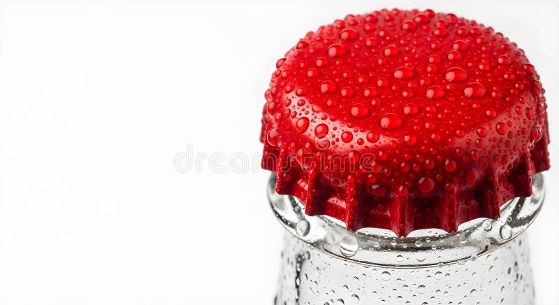 Close-up of a Red Bottle Cap with Refreshing Condensation Drops Stock ...